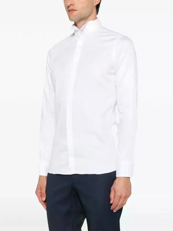 CARLO PIGNATELLI Wing-collar Concealed-fastening Shirt