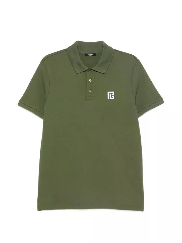 Balmain Embroidered-logo Polo Shirt - Green