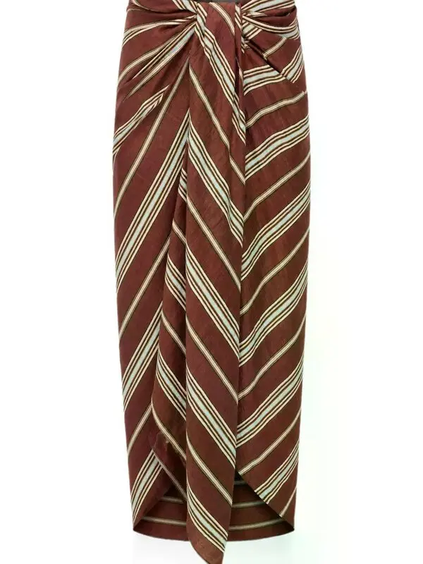 A.L.C. Rhodes Striped Wrap Midi Skirt