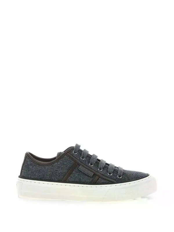 Brunello Cucinelli Shiny Tab Wool Sneakers - Grey