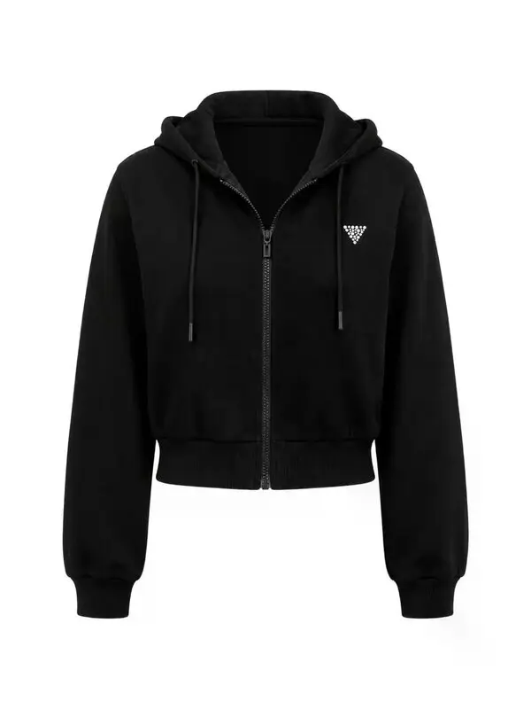 Guess Rhinestone-embellished Zip-up Hoodie - Black