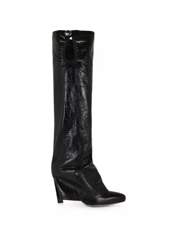 Attico Leon Crackled-leather Boots - Black