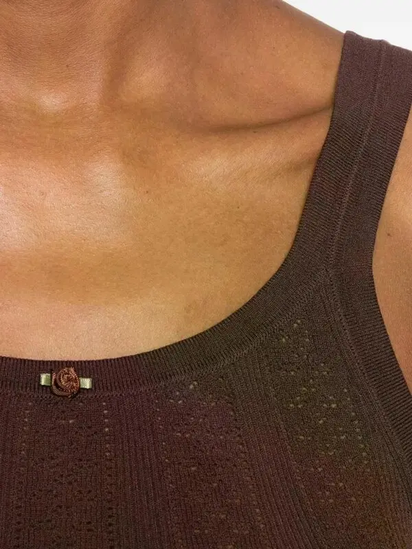 Sandro Pointelle-knit Bow-detail Top