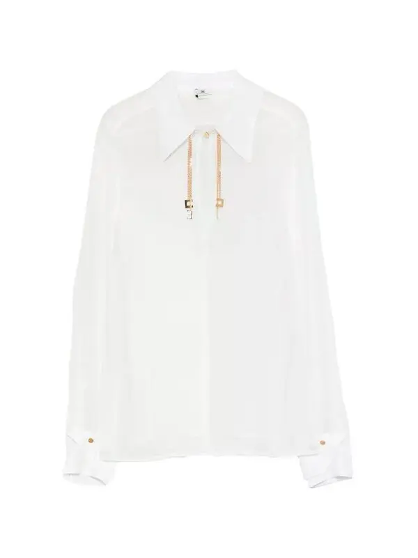 Elisabetta Franchi Logo-plaque Chain-detail Blouse - White