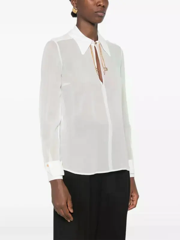 Elisabetta Franchi Logo-plaque Chain-detail Blouse - White