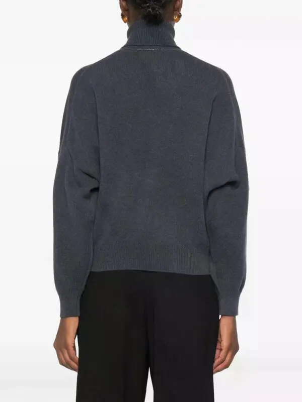 Brunello Cucinelli High Neck Knit With Monili Chain Detail