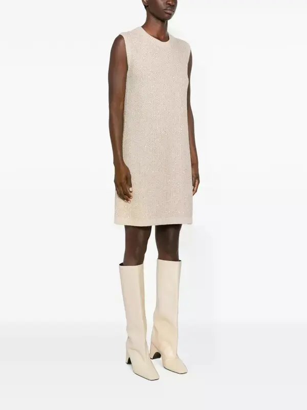 Fabiana Filippi Sequin Embellished Knitted Dress - Neutrals
