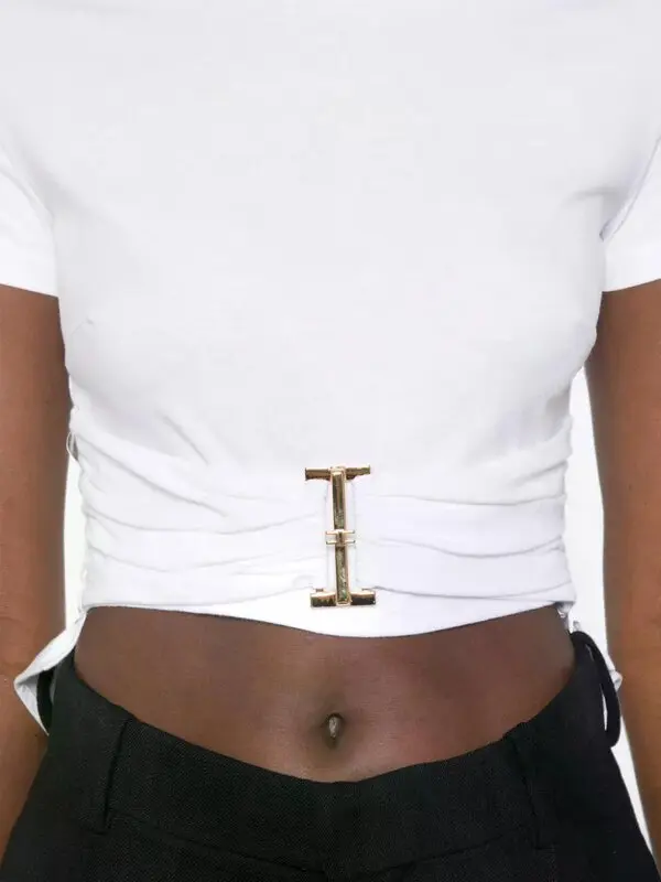 Elisabetta Franchi Jersey T-shirt With Jewel Detail - White