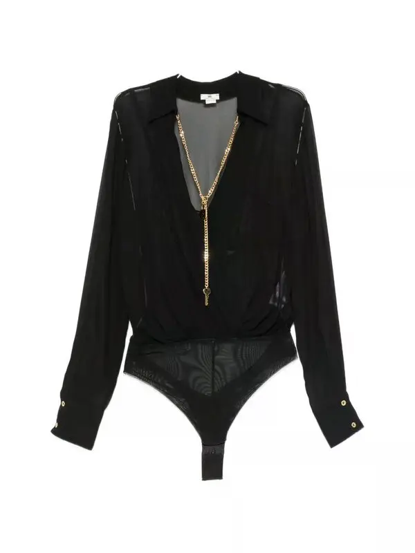 Elisabetta Franchi Wrap-style Long-sleeve Bodie - Black