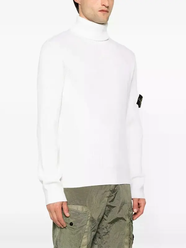 Stone Island Ribbed Knit Roll Neck Sweater