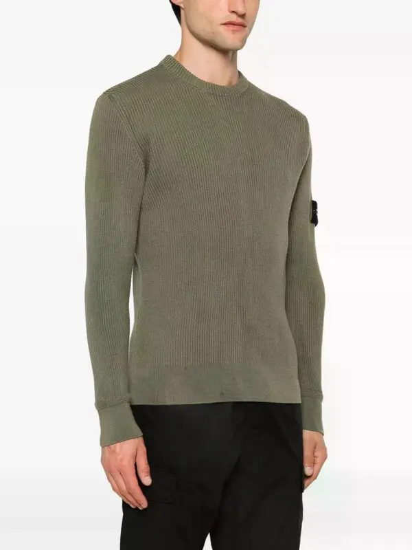 Stone Island Ribbed Knit Logo Patch Sweater