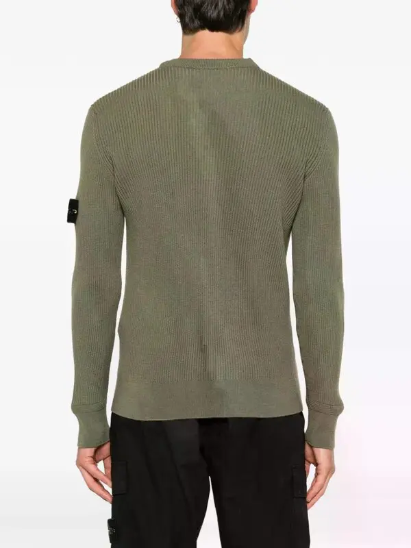 Stone Island Ribbed Knit Logo Patch Sweater