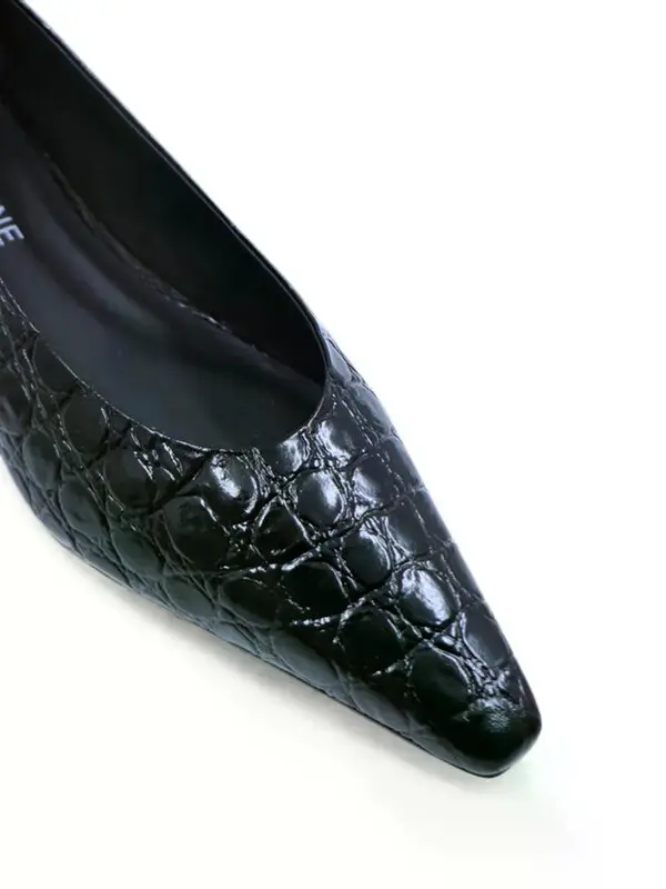 NOTABENE Crocodile-effect Square-toe Ballet Flats