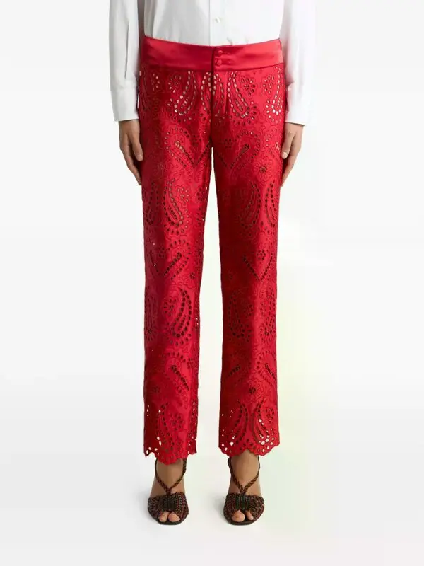 Etro Paisley Broderie-anglaise Straight-leg Trousers