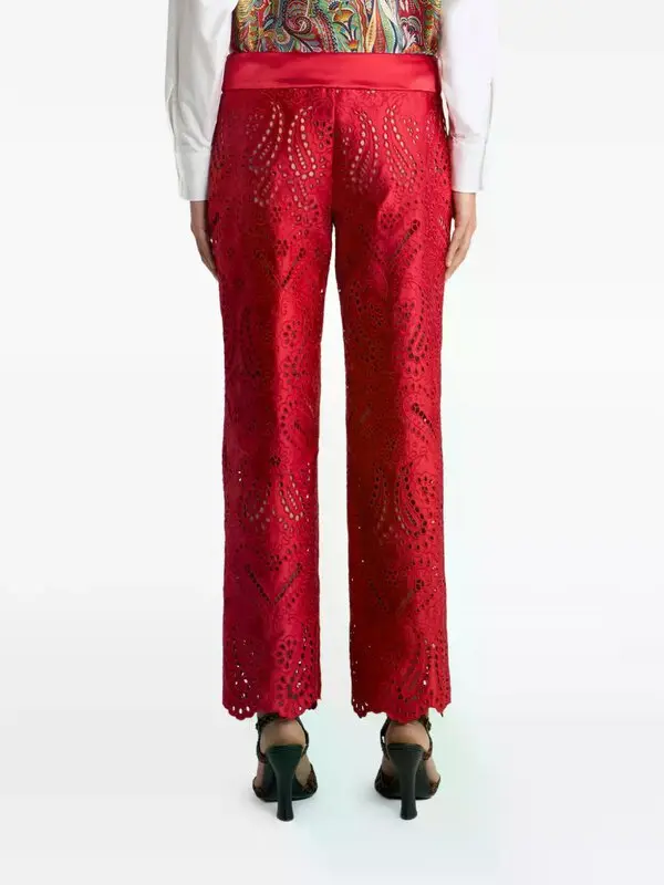 Etro Paisley Broderie-anglaise Straight-leg Trousers
