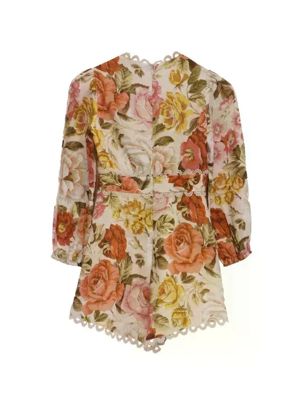 Zimmermann Bonita Floral-print Linen Romper