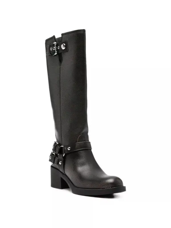 Guess Buckle-detail Leather Knee-high Boots