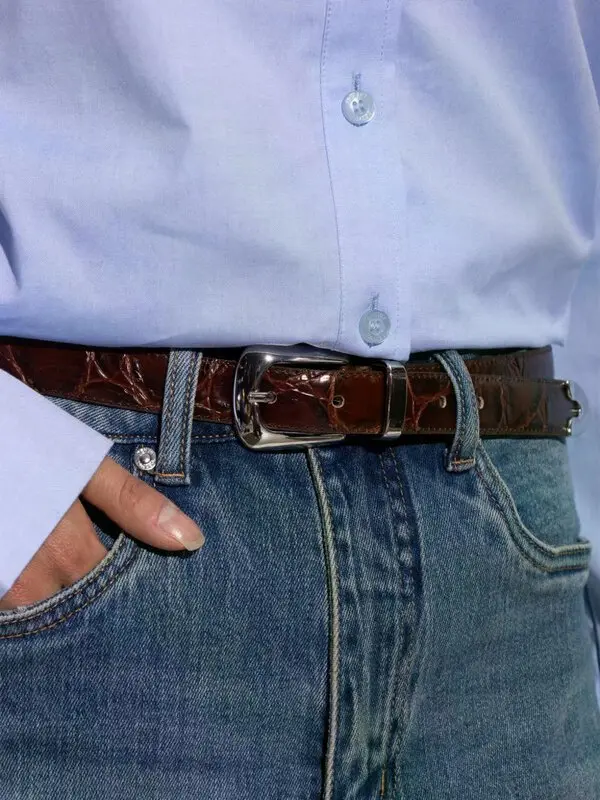 GESTUZ Croc-effect Leather Belt