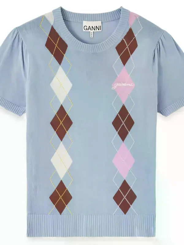 GANNI Argyle-pattern T-shirt