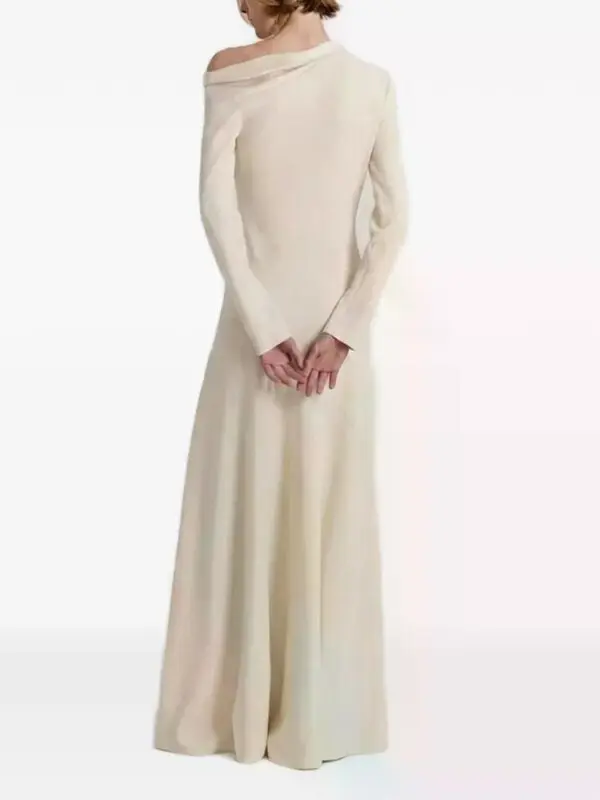 Alberta Ferretti Off-shoulder Side-slit Maxi Dress - Neutrals