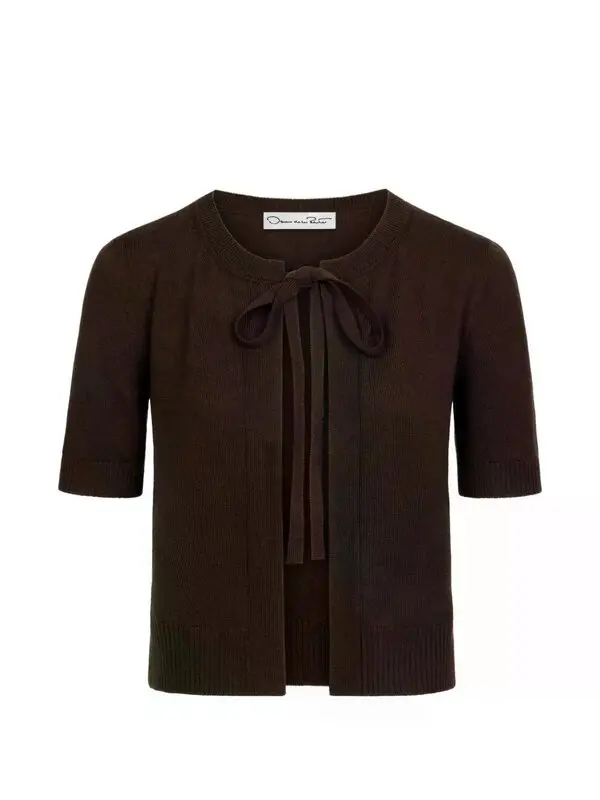 Oscar De La Renta Self-tie Wool Twin Set Cardigan - Brown