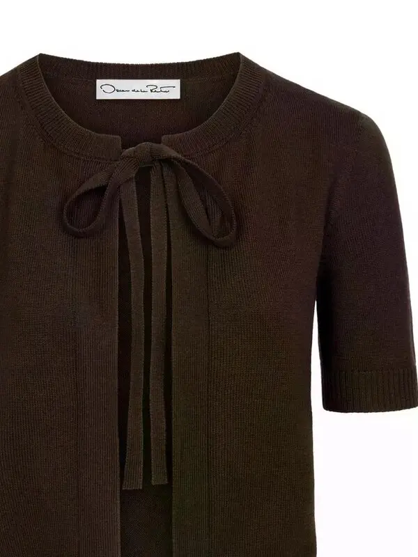 Oscar De La Renta Self-tie Wool Twin Set Cardigan