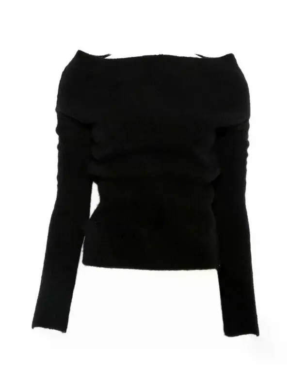 Rick Owens Off-shoulder Ribbed-knit Sweater - Black
