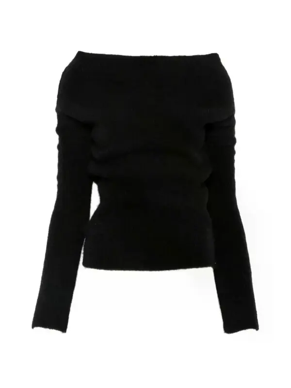 Rick Owens Off-shoulder Ribbed Knit Sweater