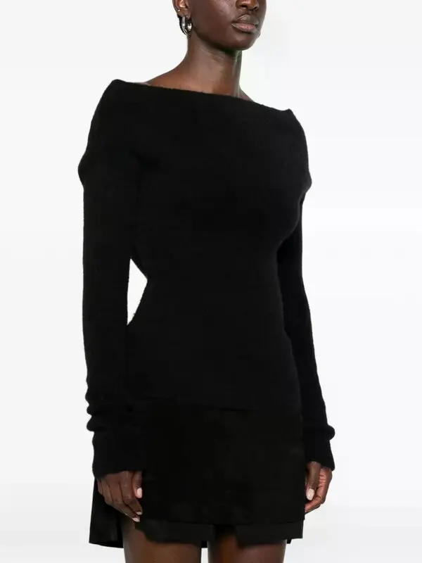Rick Owens Off-shoulder Ribbed Knit Sweater