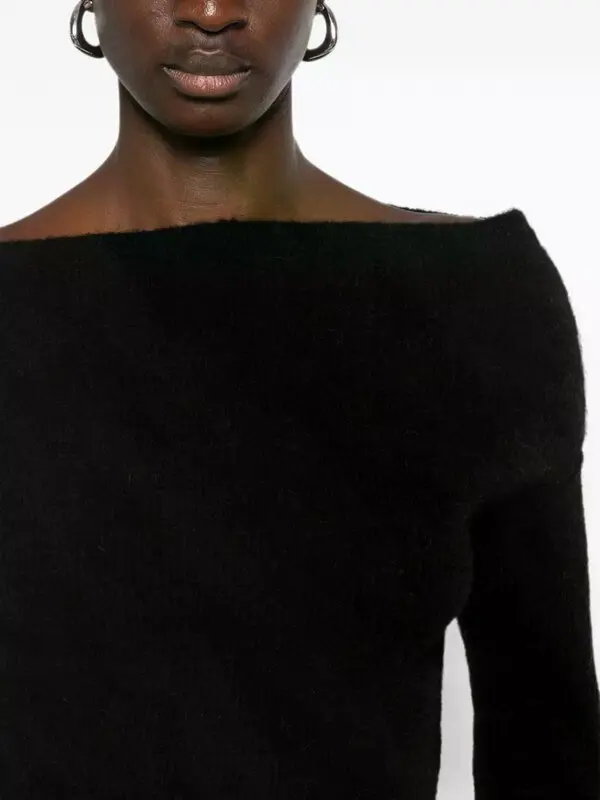 Rick Owens Off-shoulder Ribbed Knit Sweater