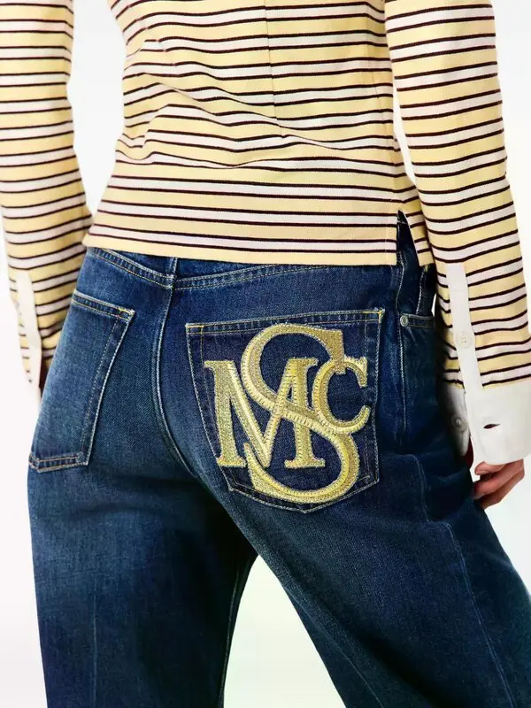 Stella McCartney Logo-embroidered Wide-leg Jeans