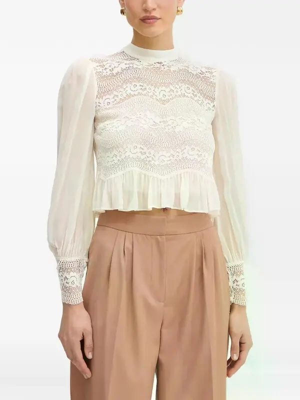 TWINSET Lace-panelled Ruffled Top