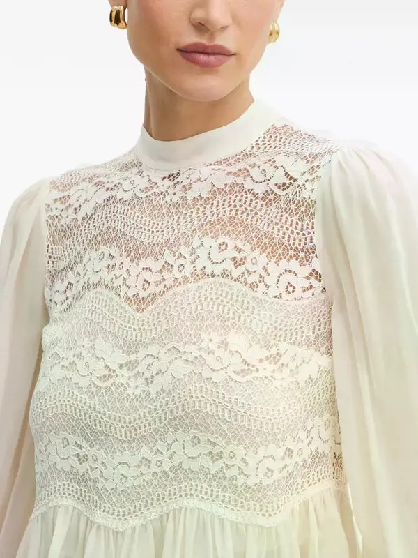 TWINSET Lace-panelled Ruffled Top
