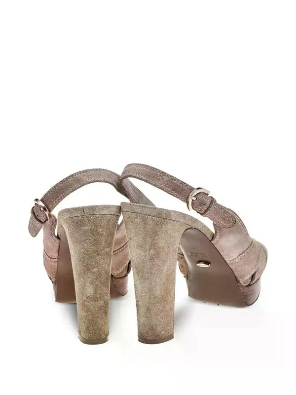 SERGIO ROSSI Peep-toe Slingback Platform Sandals - Neutrals