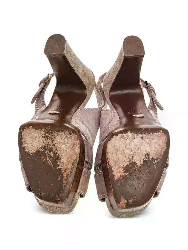 SERGIO ROSSI Peep-toe Slingback Platform Block Heel Sandals