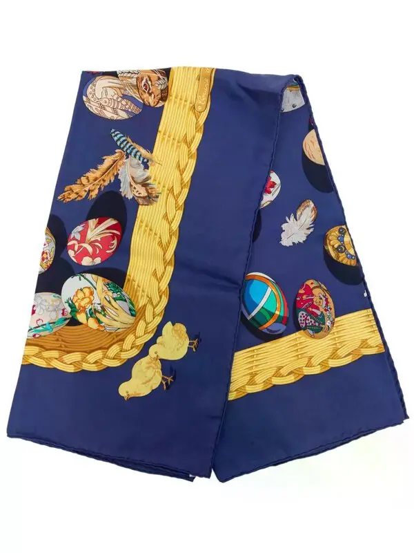 Hermès 2000-2026 Couvee D Silk Scarf 90 Scarves - Blue