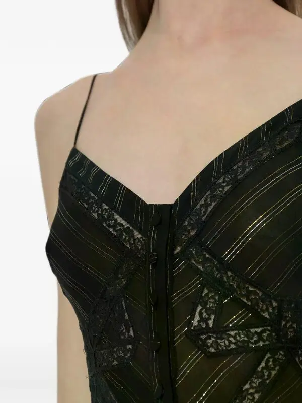 SELF-PORTRAIT Pleated Lace-trim Maxi Dress