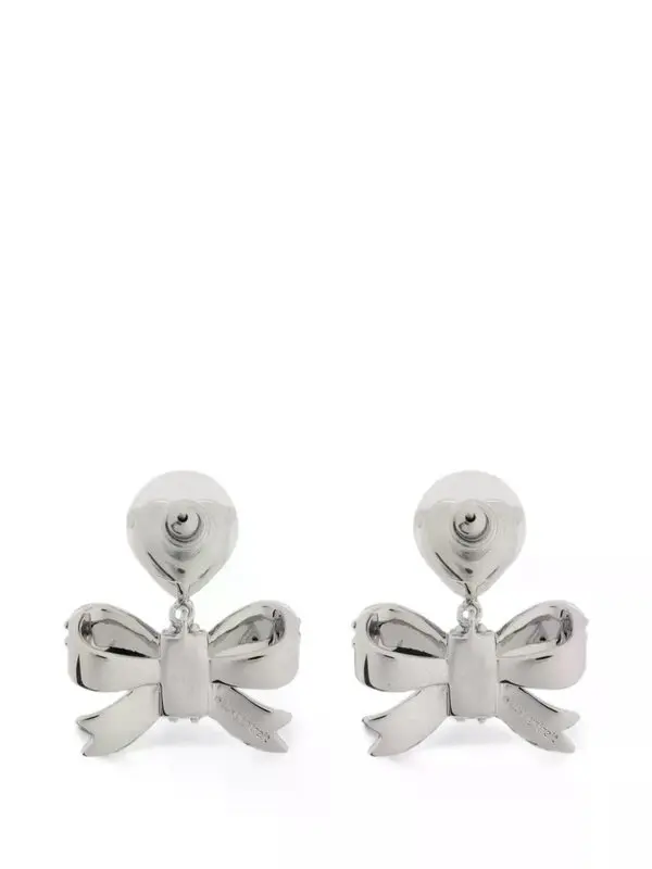SELF-PORTRAIT Heart Crystal-embellished Bow Drop Earrings