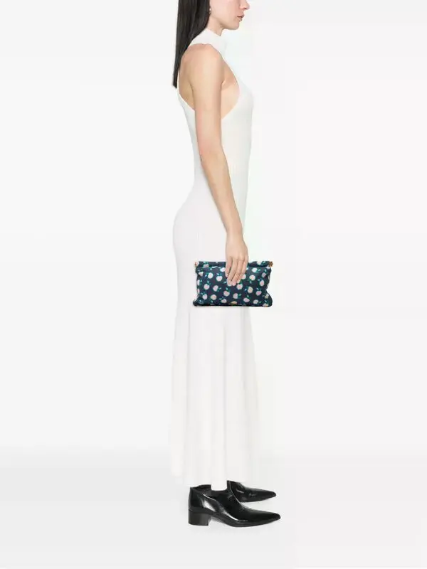 Miu Miu 2010-2026 Canvas Apple Print Frame Flat Pouch Clutch Bag