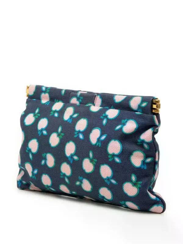 Miu Miu 2010-2026 Canvas Apple Print Frame Flat Pouch Clutch Bag