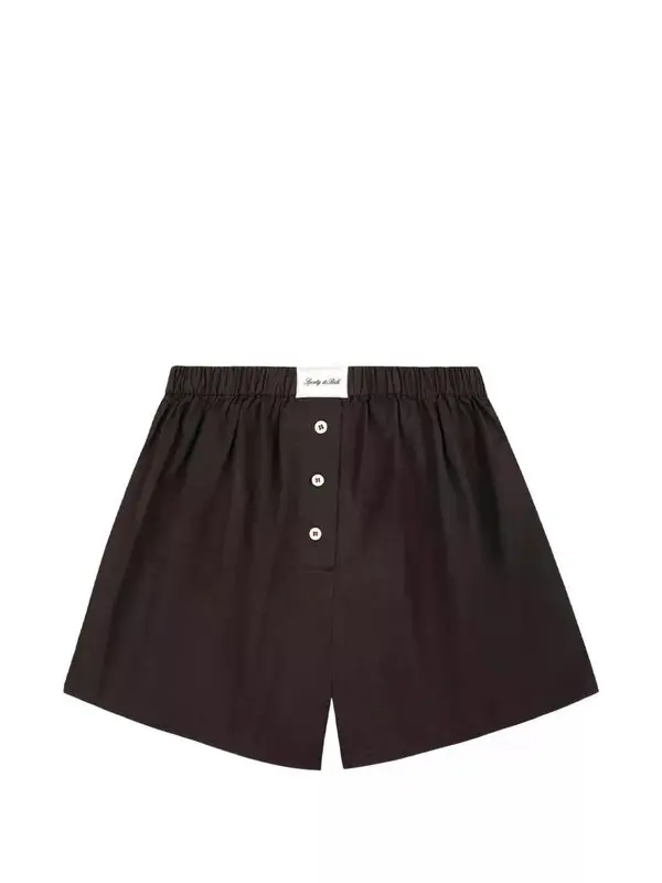 SPORTY & RICH Signature Logo-patch Button-detail Shorts