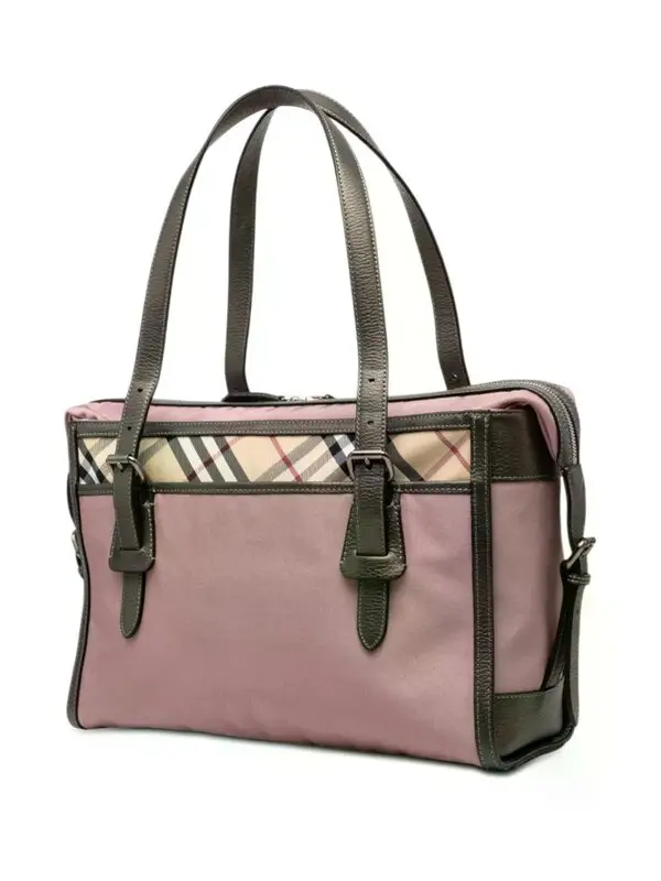 Burberry 2000-2017 Nova Check And Leather Trimmed Canvas Tote Bag