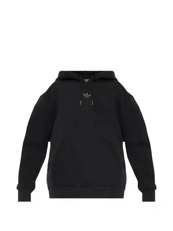Adidas Logo Print Drawstring Hoodie - Black