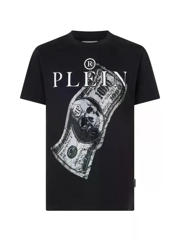 Philipp Plein Jersey T-shirt Skull Strass - Black