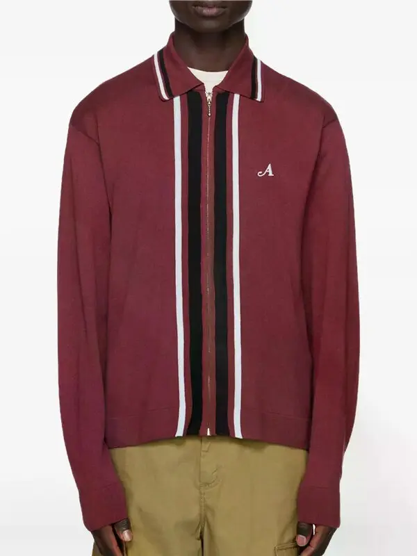 AWAKE NY Zip-up Striped Cardigan