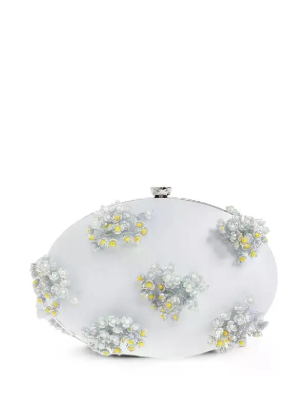 SELF-PORTRAIT Floral-appliqué Satin Mini Clutch Bag
