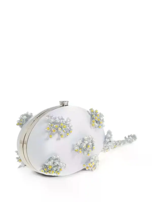 SELF-PORTRAIT Floral-appliqué Satin Mini Clutch Bag