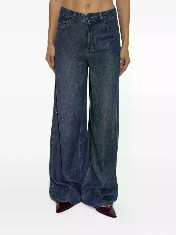 SELF-PORTRAIT Sequin-embellished Bow-motif Jeans