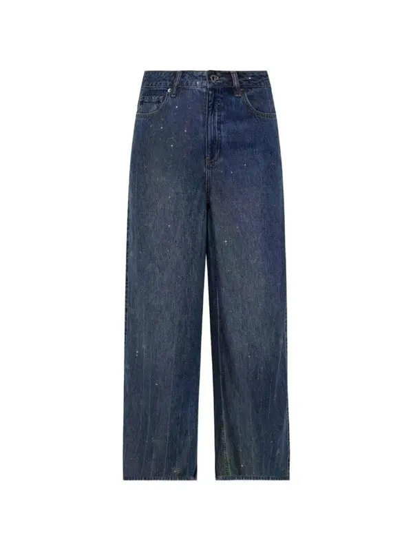 SELF-PORTRAIT Sequin-embellished Wide-leg Jeans
