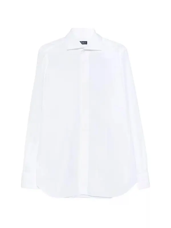 FINAMORE 1925 Spread-collar Concealed-front Cotton Shirt